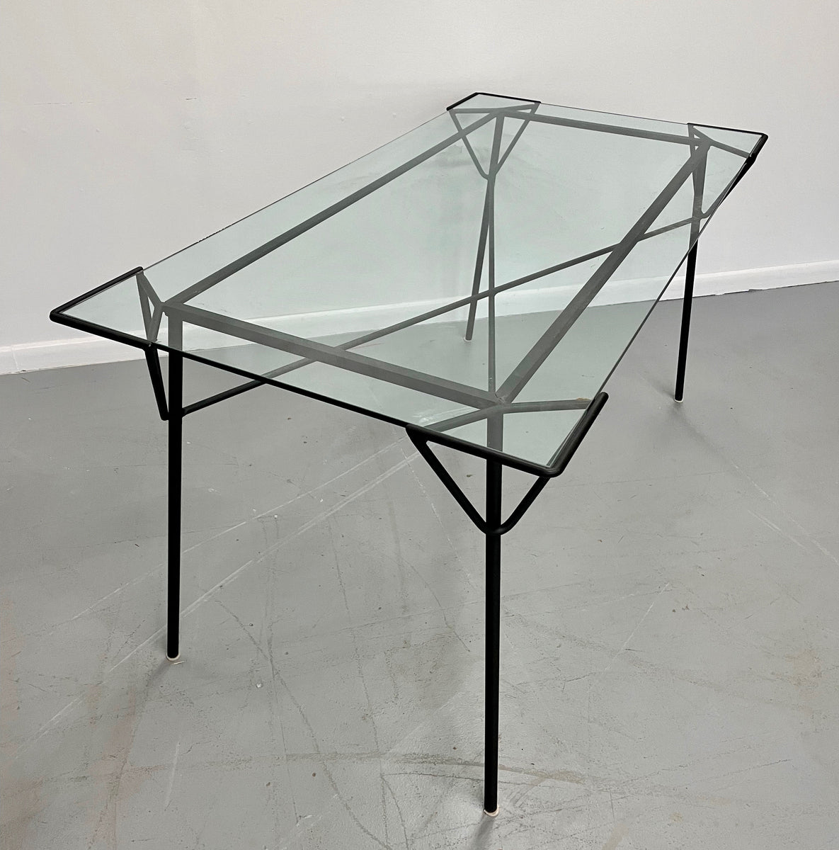Geometric Iron and Glass Dining Table by Ossia Arkus for Arbuck Mid Ce ...